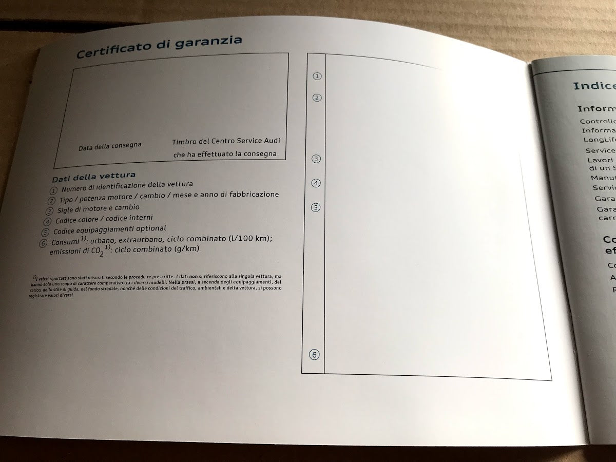 AUDI Serviceheft Serviceplan Programma Service Italienisch Italian ...